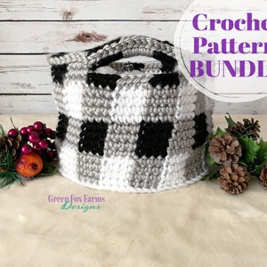 Buffalo Plaid Pattern Bundle, Crochet Pattern Set, Farmhouse Plaid ...