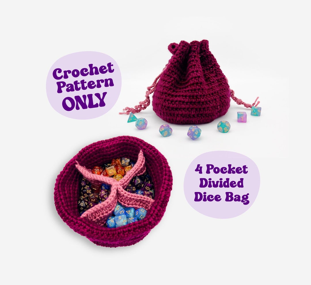 PDF 4 Pocket Dice Bag Crochet Pattern, Dnd Dice Pouch Wth Multi Pocket ...