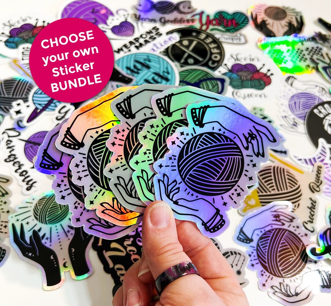 MEGA Crochet Sticker Set, Custom Knitting Sticker Pack, Pick Your Own ...