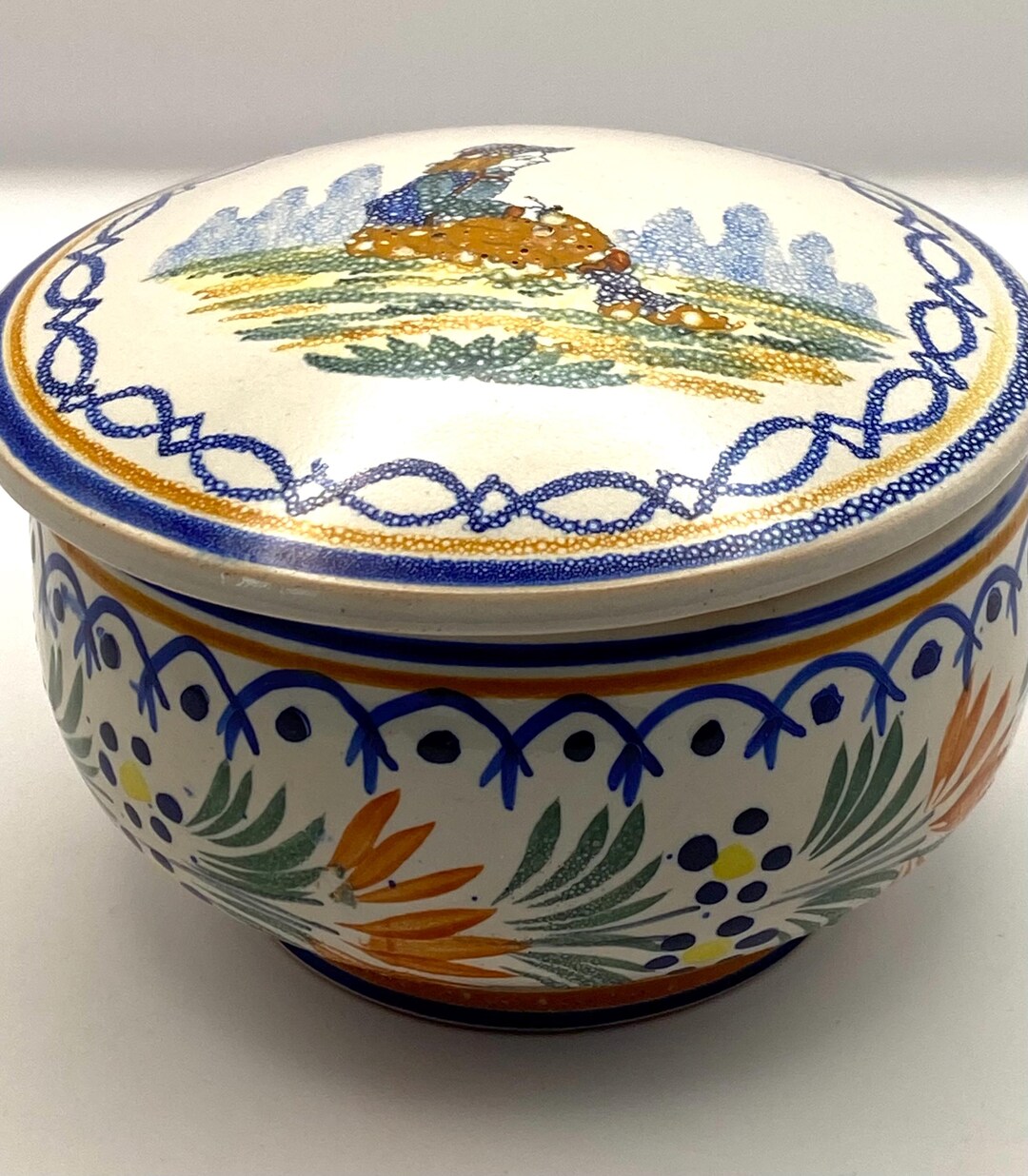 Vintage Henriot Quimper French Lidded Trinket Pot, French Ceramic ...