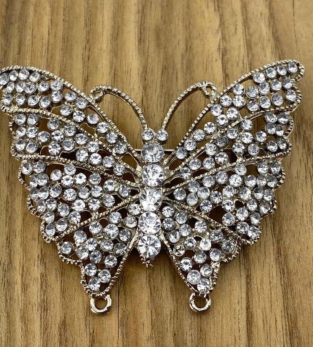 Vintage Rhinestone Butterfly Brooch: Silver Toned Diamanté Pendant - Etsy