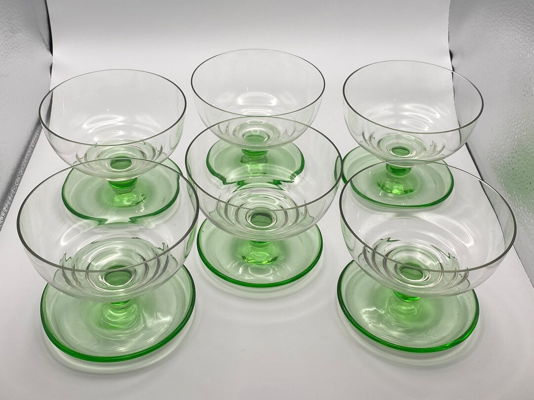 Vintage Set of 6 Green Stemmed Glass Sundae Dishes Vintage - Etsy