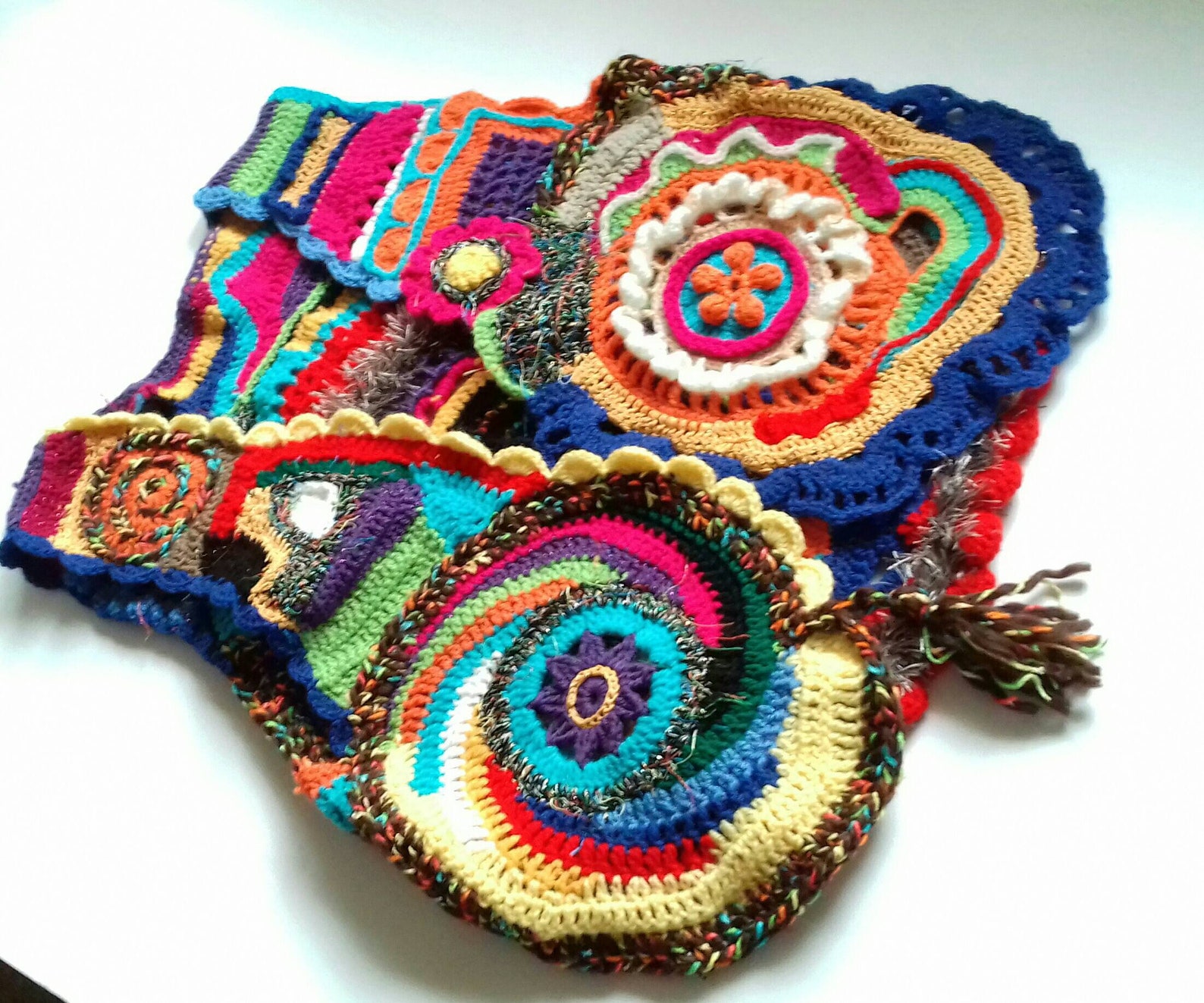 Xmas Gift Patchwork Clothing OOAK Freeform Crochet Vest - Etsy