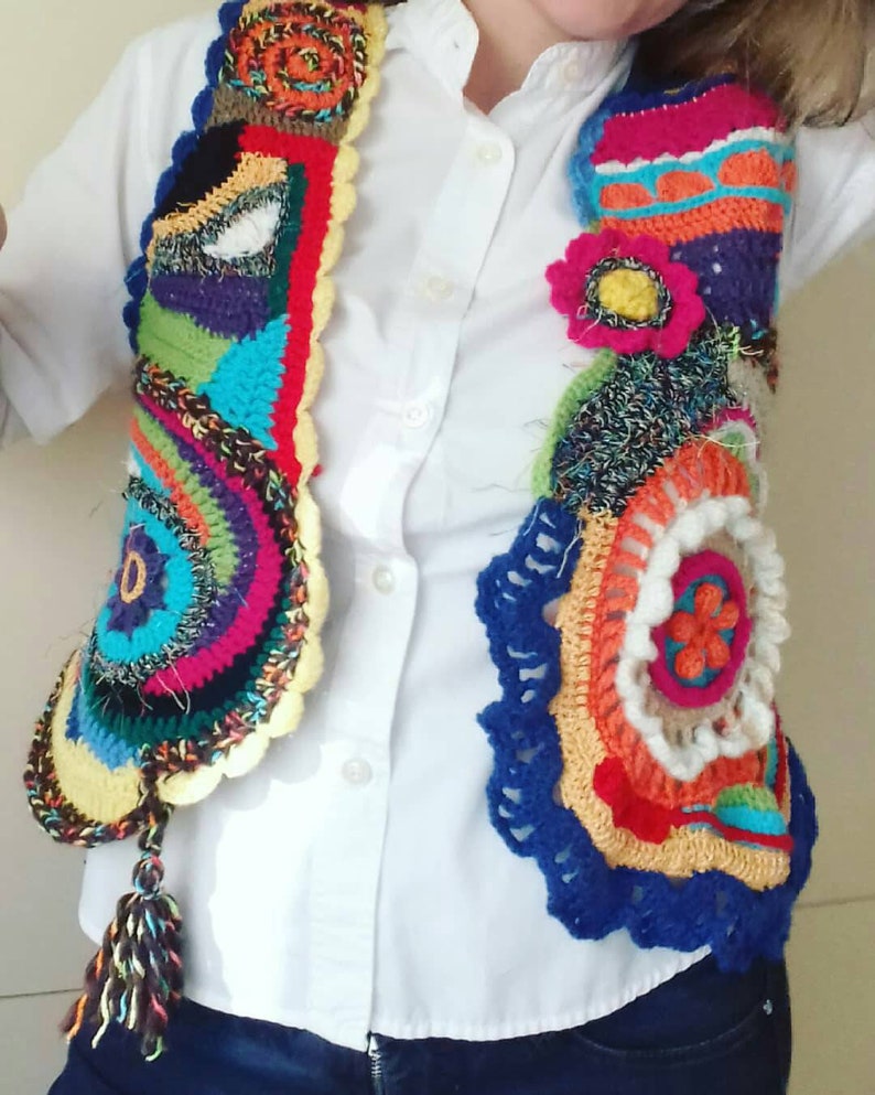 Xmas Gift Patchwork Clothing OOAK Freeform Crochet Vest - Etsy