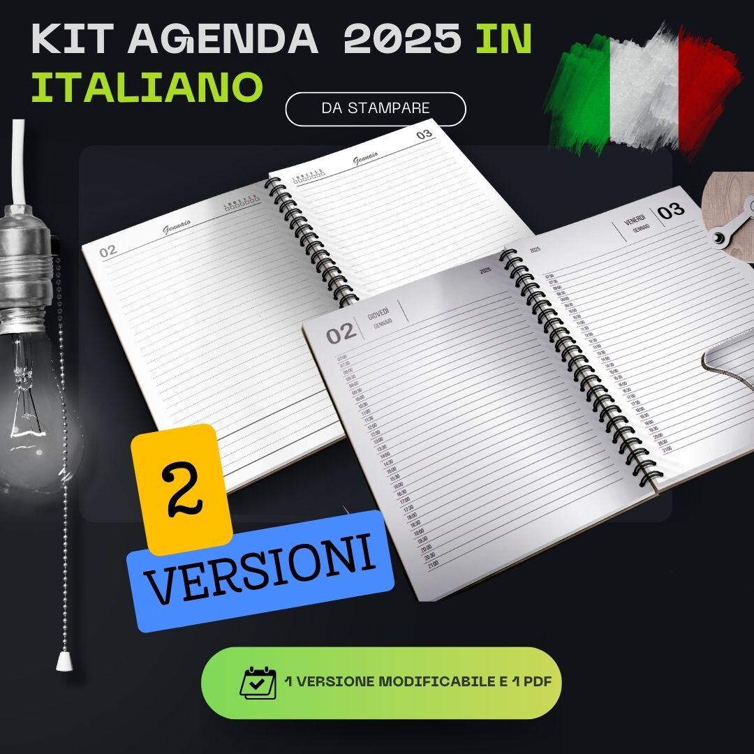 2025 Italian Agenda Kit: Editable in Coreldraw and Permanent in PDF for ...
