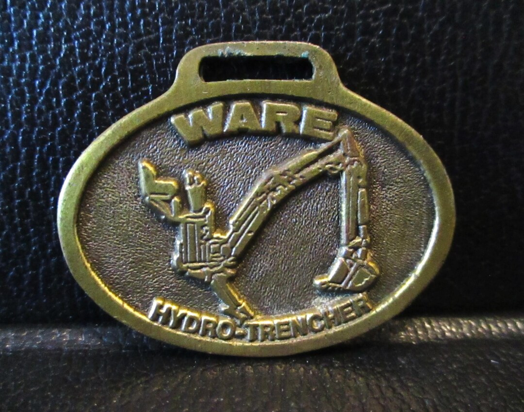 WARE Hydro Trencher Backhoe Digger Brass Pocket Watch Fob Construction ...