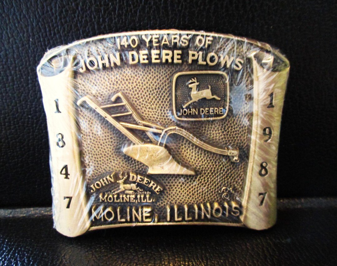 140 Year Anniversary John Deere Plows Belt Buckle 1847 - 1987 Moline IL ...
