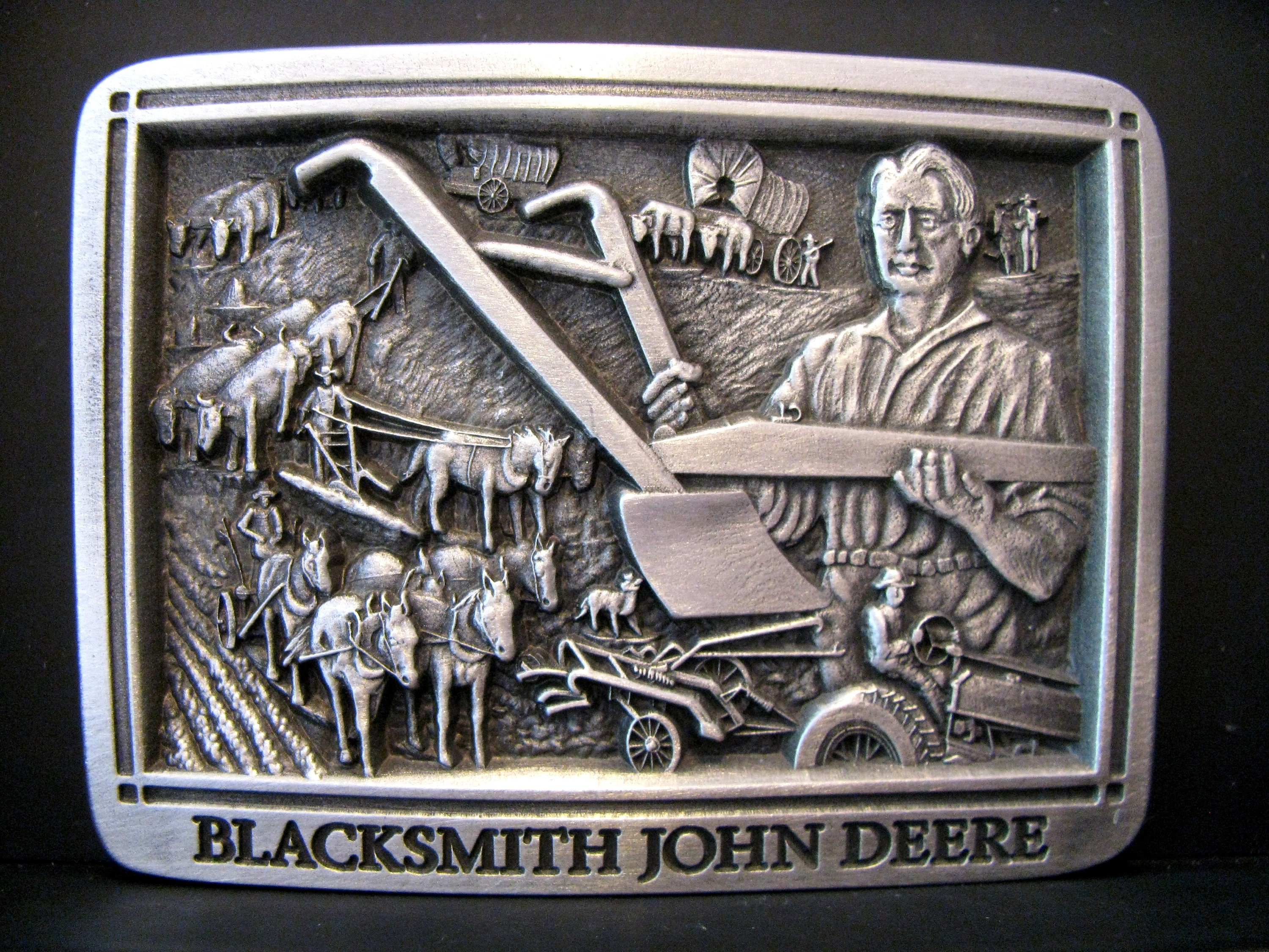 John Deere "blacksmith" Pewter Belt Buckle Artist Walter Hinton Limited ...