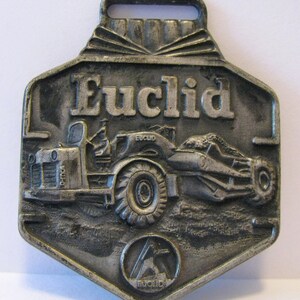 EUCLID Scraper Tractor Dump Truck Metal Double-sided Pocket Watch Fob ...
