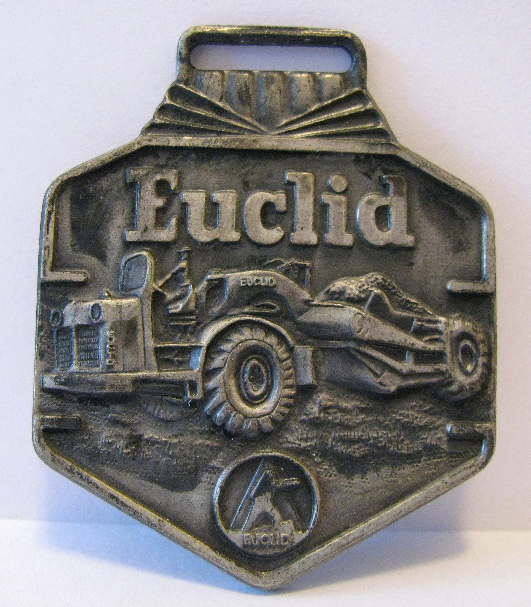 EUCLID Scraper Tractor Dump Truck Metal Double-sided Pocket Watch Fob ...