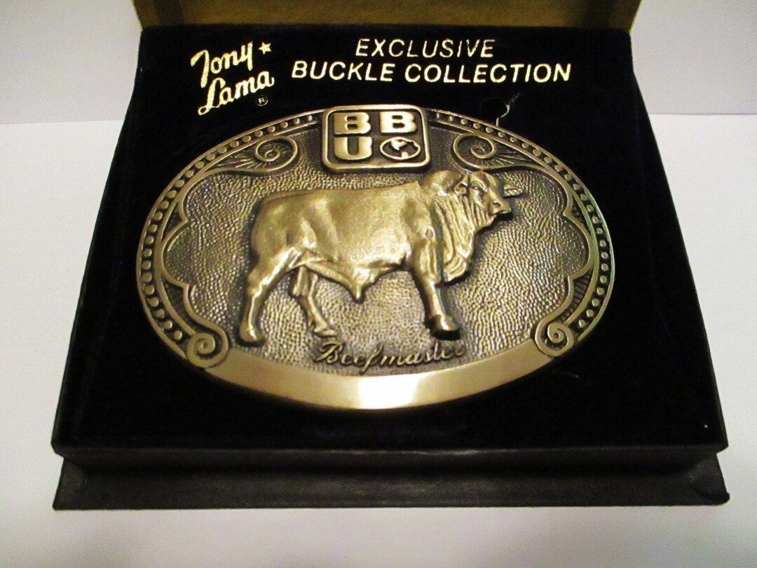 Tony Lama Beefmaster Bull Cow Sire Solid Solid Brass Belt Buckle Cattle ...