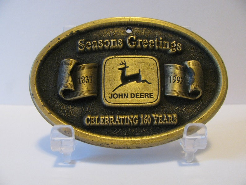 John Deere Leaping Deer Trademark Logo 1997 Pewter Seasons Greetings ...