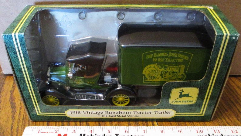 John Deere 1918 Vintage Runabout Tractor Trailer Diecast Metal Vehicle ...