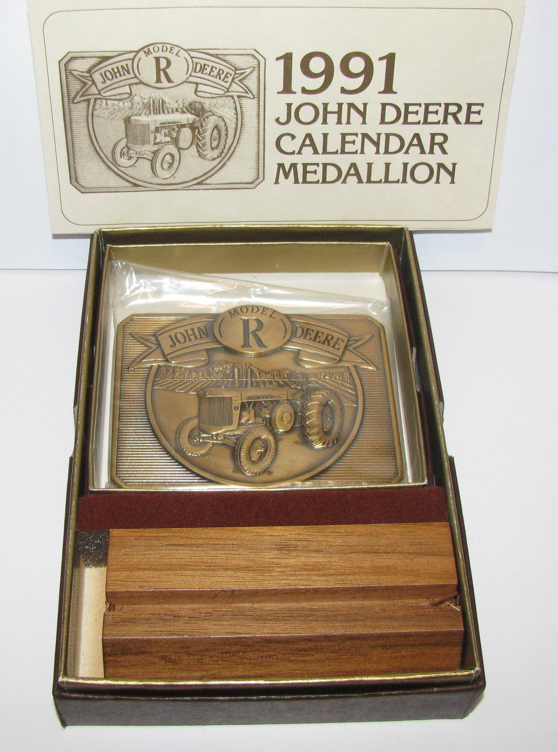 John Deere Model "r" Two-cylinder Tractor 1991 Brass Calendar Medallion ...