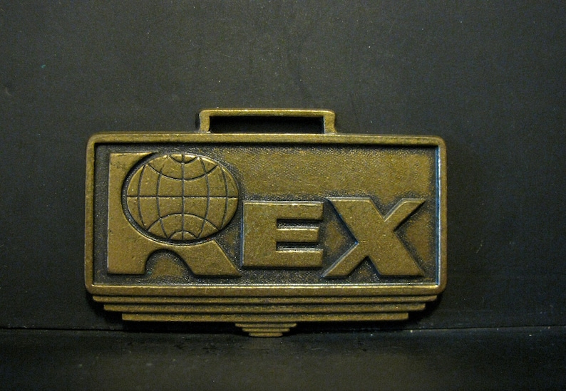 REX Construction World Globe Trademark Logo Advertising Promo Brass ...