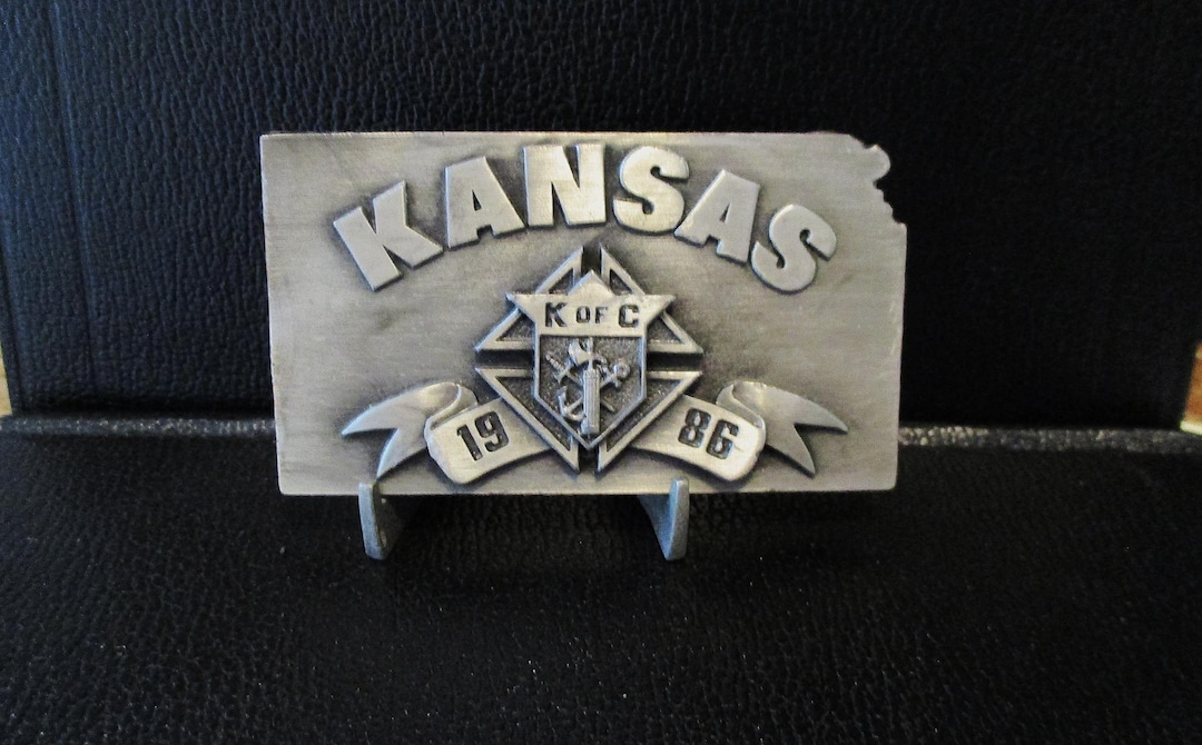 Kansas Knights of Columbus K of C 1985 Pewter Belt Buckle Catholic ...