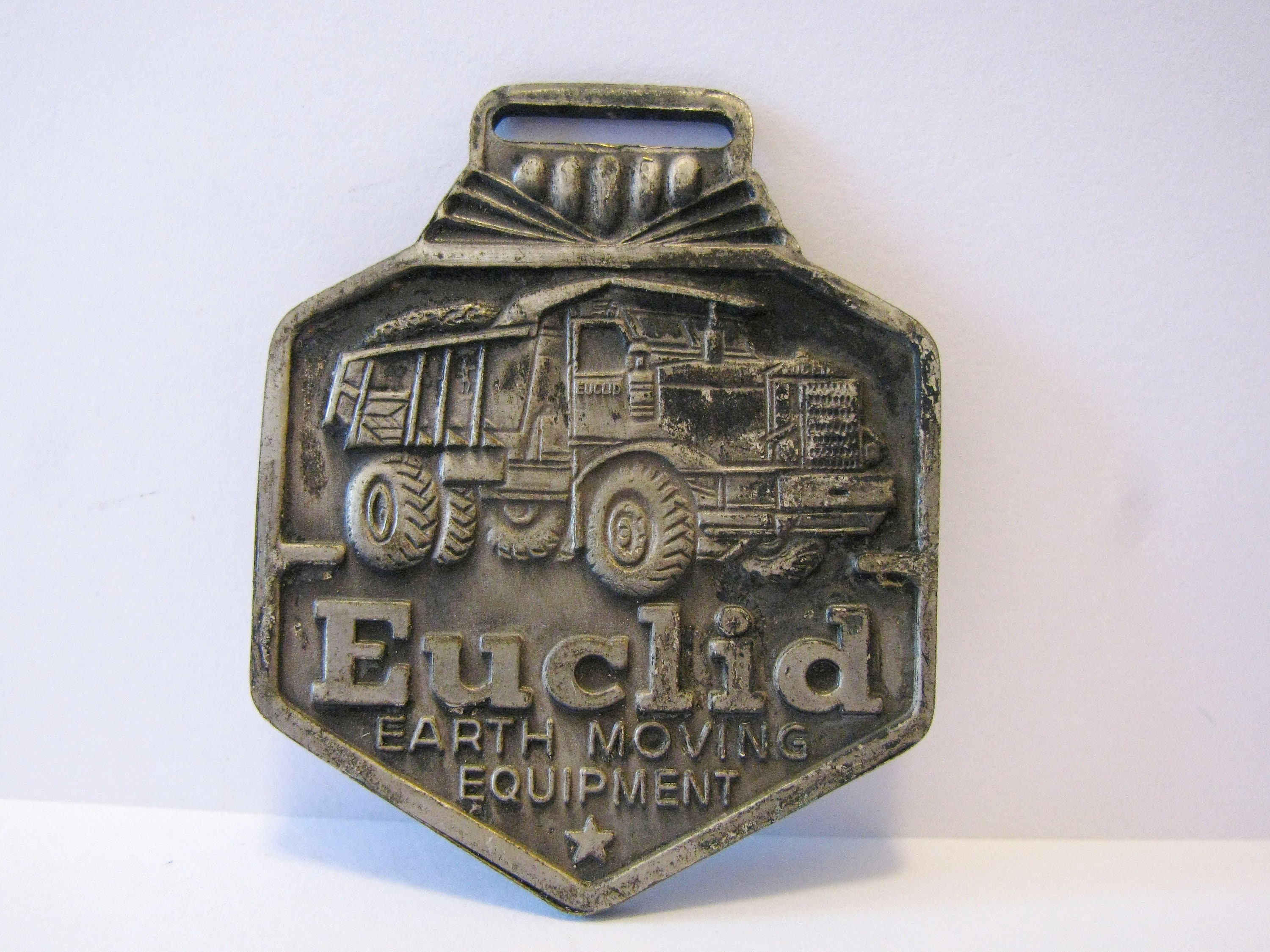 EUCLID Scraper Tractor Dump Truck Metal Double-sided Pocket Watch Fob ...