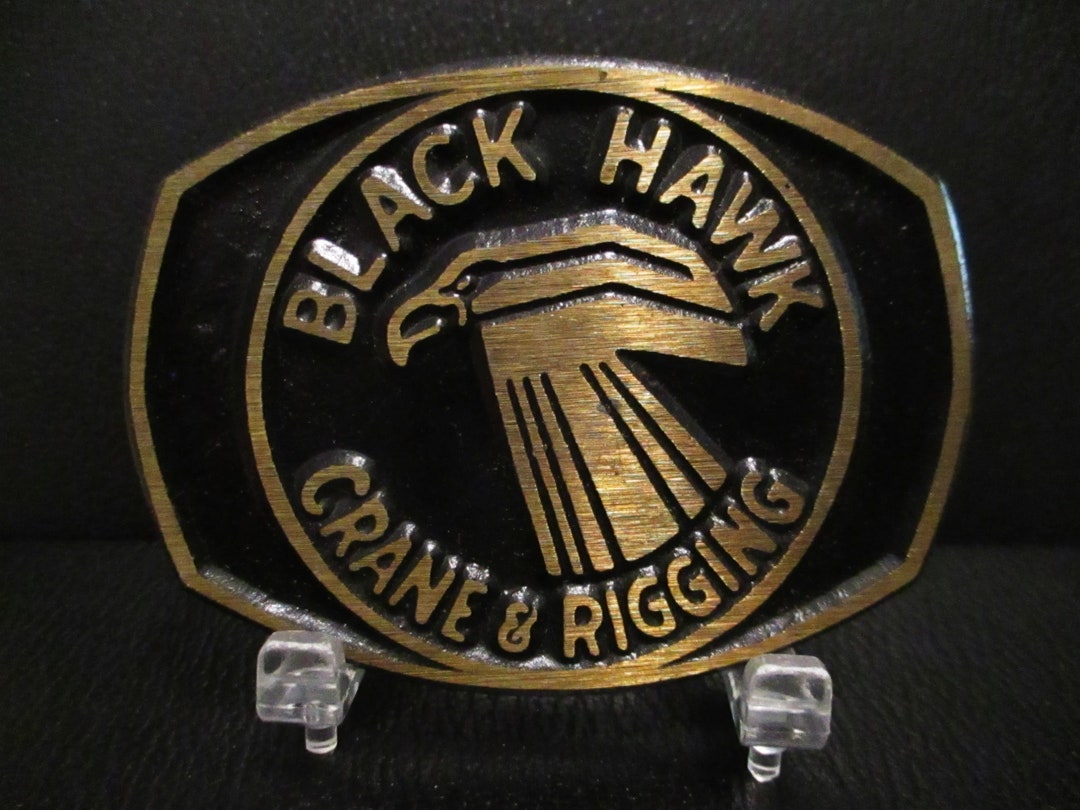 Black Hawk Crane & Rigging Inc Bird Trademark Logo Solid Brass Belt ...