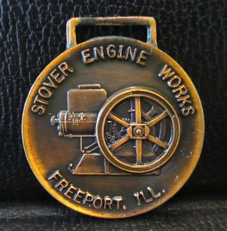 Stover Engine Works Stationary Hit Miss Gas Engine Pocket Watch Fob ...