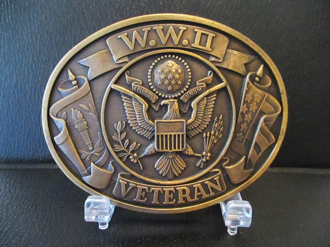 W.W. II Veteran Brass Belt Buckle Military Collectible US Army Insignia ...