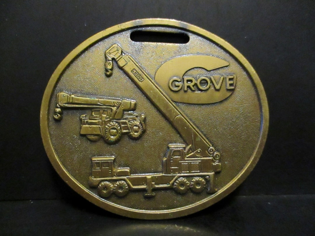 Grove Manufacturing Co. Truck CRANES Advertising Promo Brass Pocket ...
