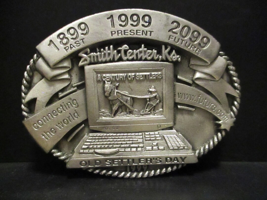 Old Settlers Day Smith Center Kansas Pewter Belt Buckle 1999 Connecting ...