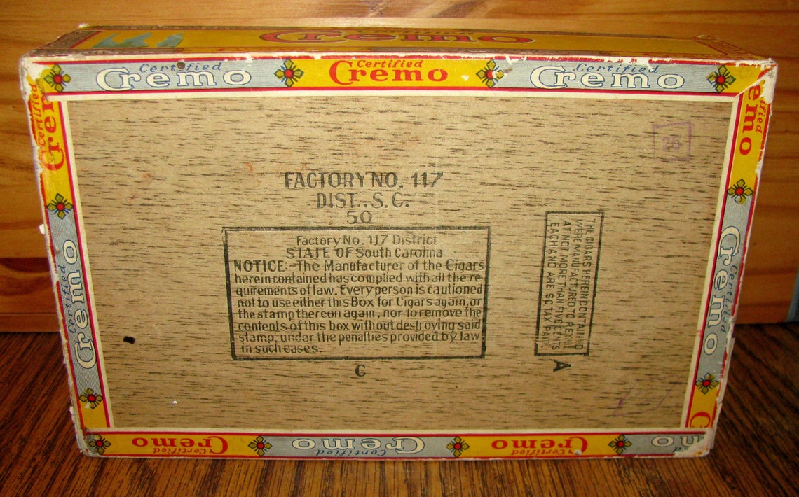 Vintage Antique CREMO Wooden CIGAR BOX Certified for Your Protection ...