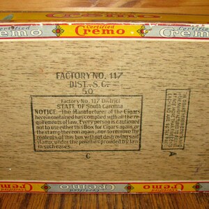 Vintage Antique CREMO Wooden CIGAR BOX Certified for Your Protection ...