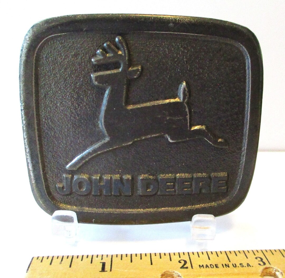 Vintage John Deere 1968 JD Leaping Deer Trademark Logo Solid Brass Belt ...