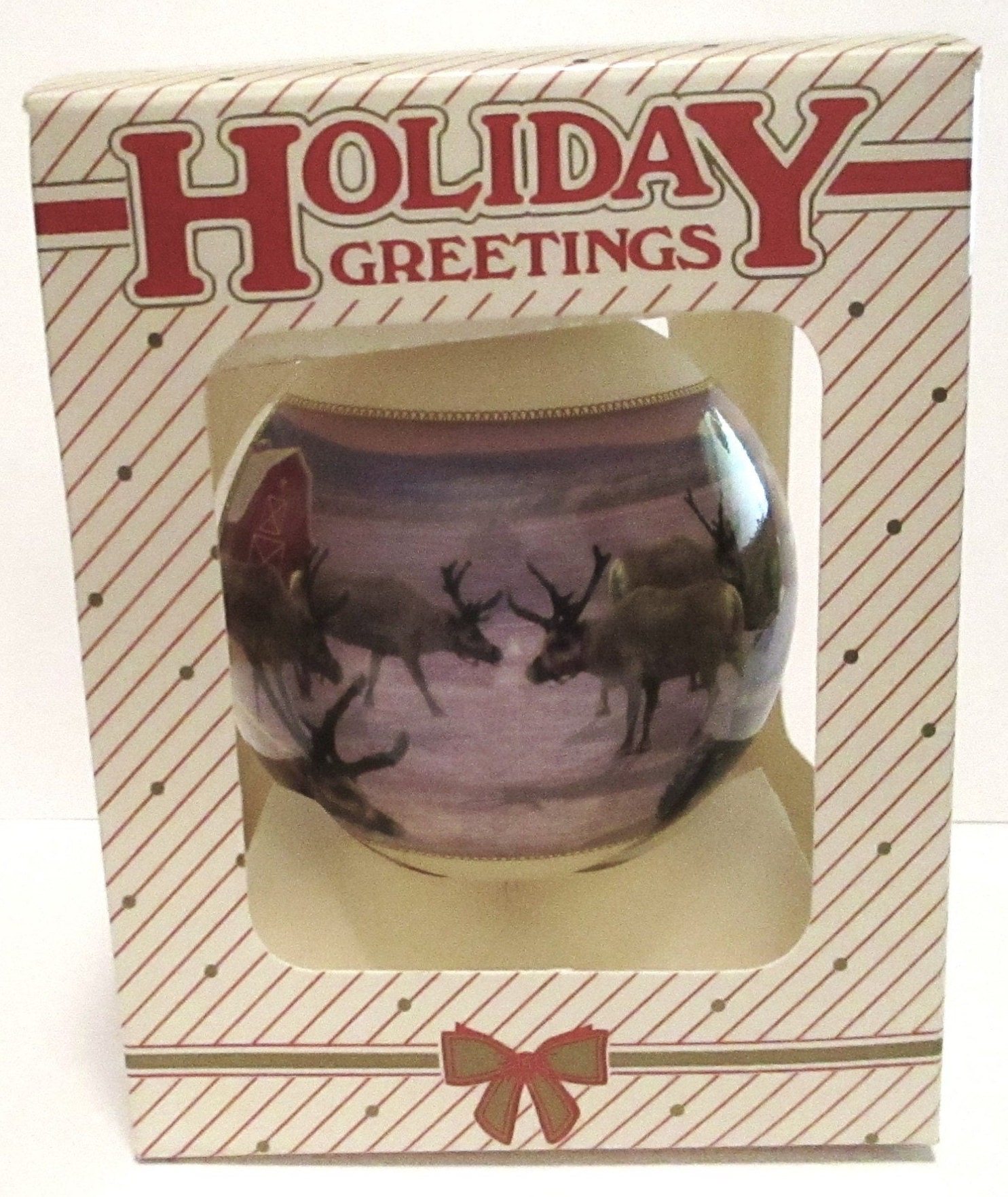 New Holland BOOMER Tractor Santa Reindeer Deer Barn Scene 2002 Glass ...