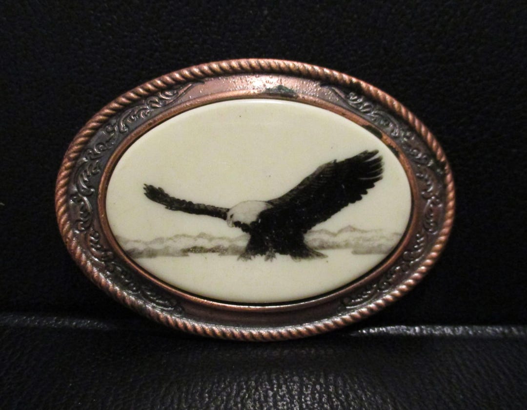 Flying Bald Eagle Bird Belt Buckle Collectible Coper Colored & Marble ...
