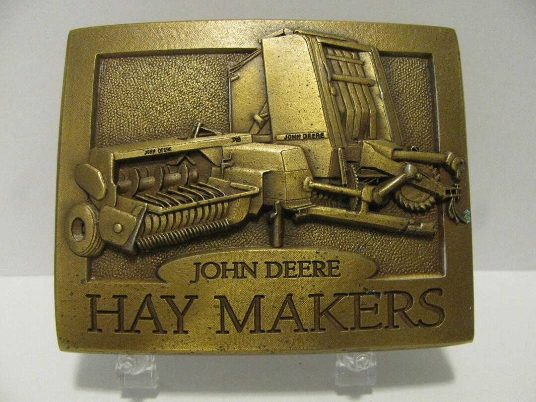 John Deere 348 Square & Round Baler Hay Makers Brass Belt Buckle 1994 ...