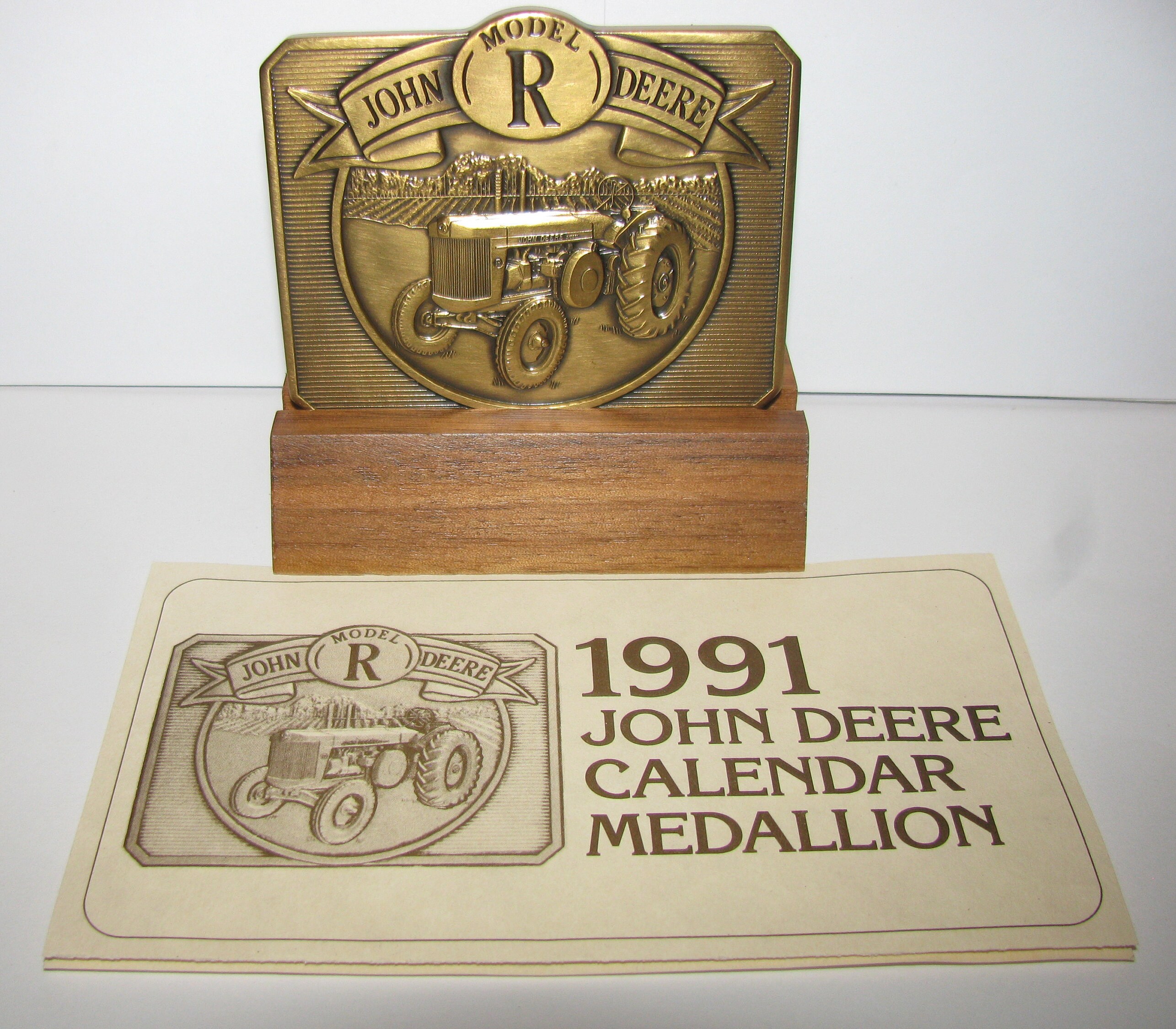 John Deere Model "r" Two-cylinder Tractor 1991 Brass Calendar Medallion ...