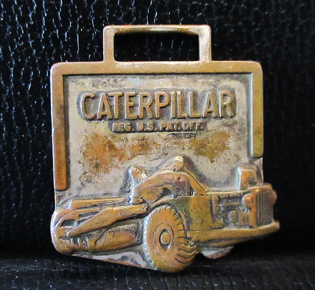 Caterpillar Cat DW21 Scraper Tractor Earth Mover Brass Pocket Watch Fob ...