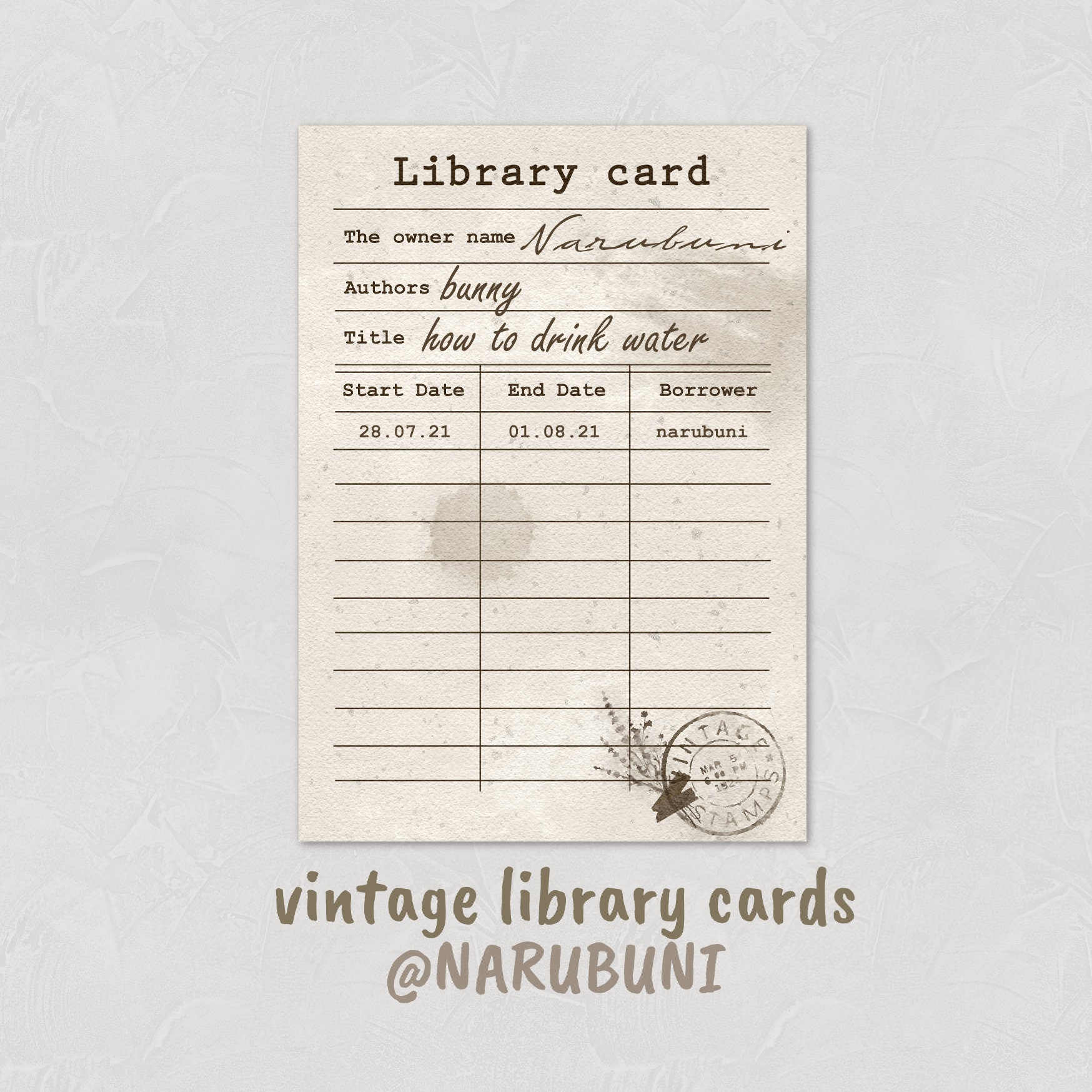 Personal Vintage Library Cards Bookish Card Laptop Decal Booktok Gift ...