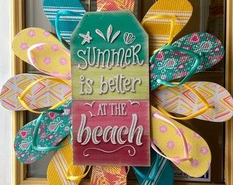 Life is Better in Flip Flops Beach Mesh Wreath Flip Flop - Etsy
