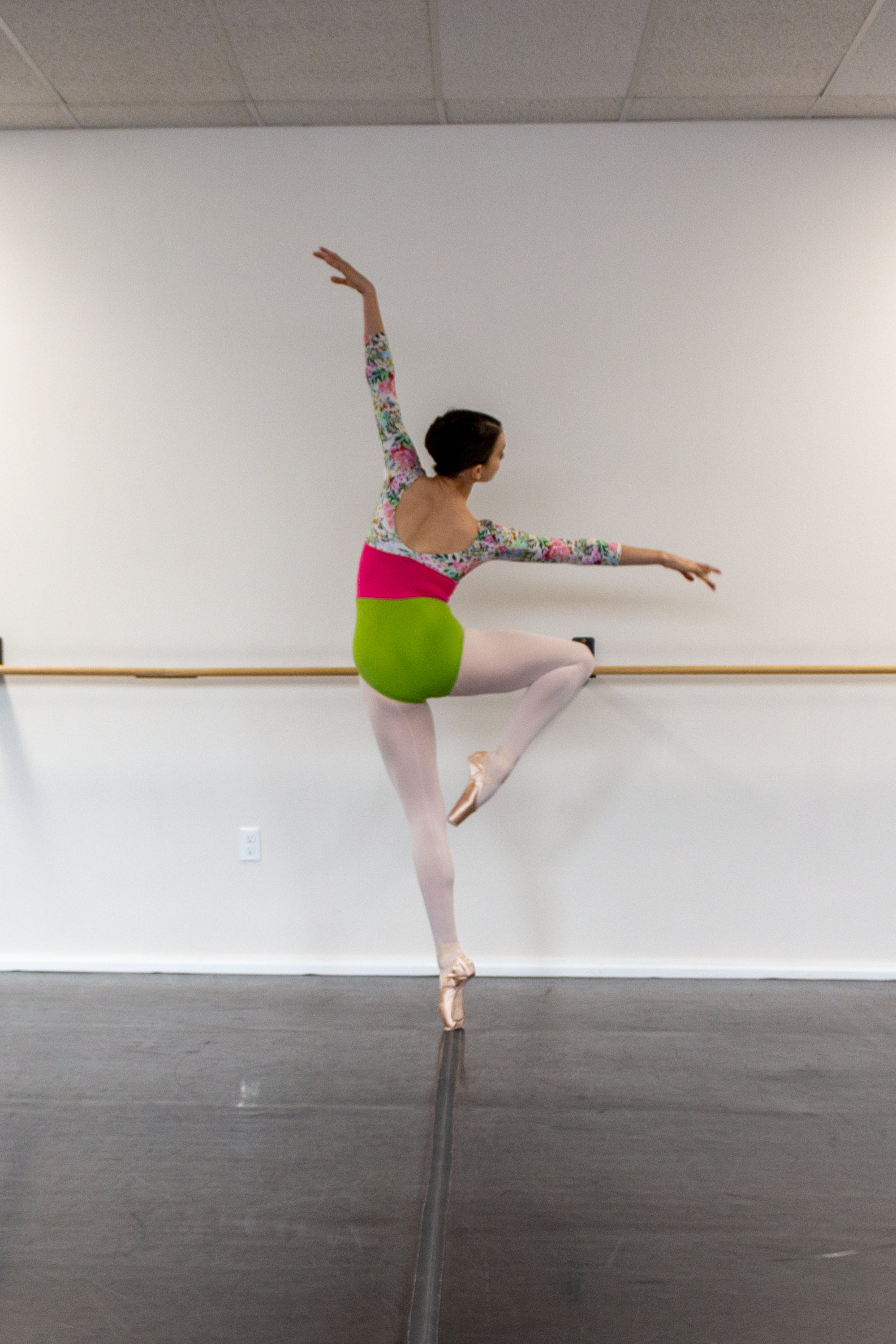 Womens Ballet Leotard With Pink Chartreuse and Floral With - Etsy