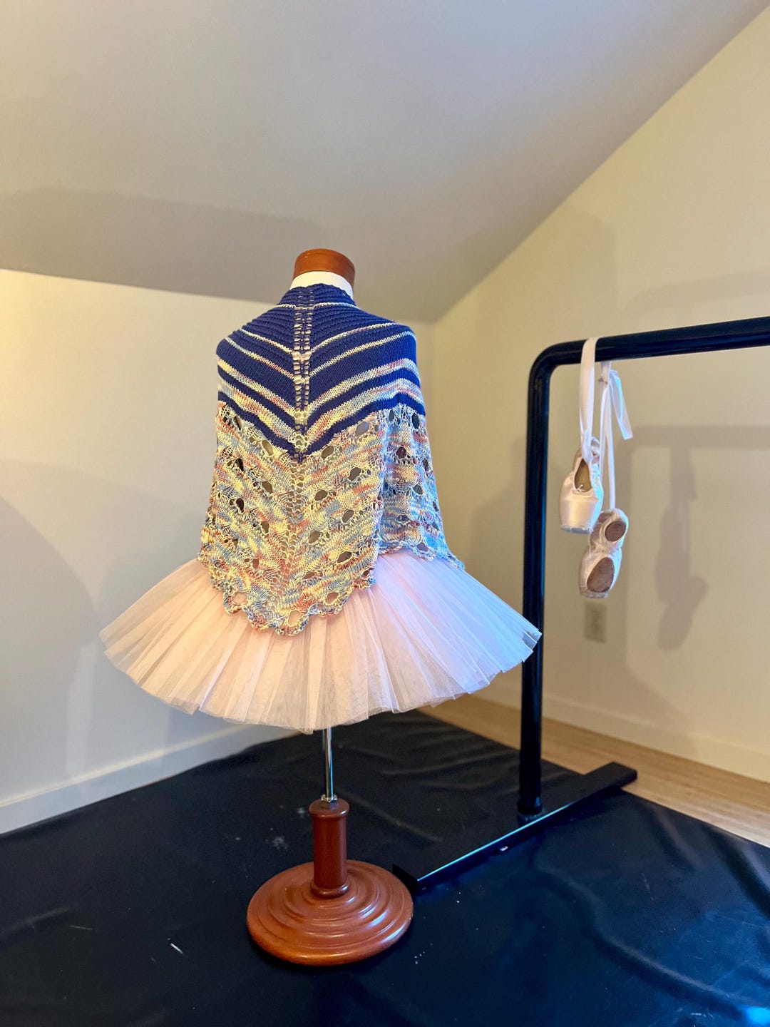 Handknit Ballet Wrap Shawl-royal Blue and Multicolors - Etsy