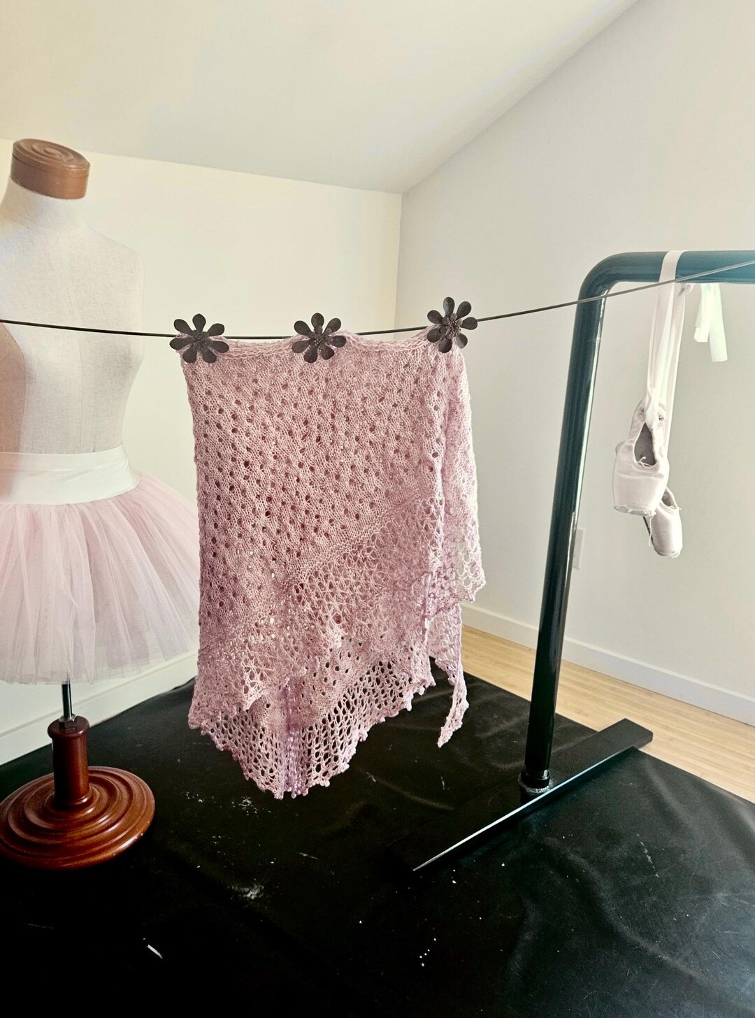 Handknit Ballet Wrap Shawl-light Pink Mesh - Etsy