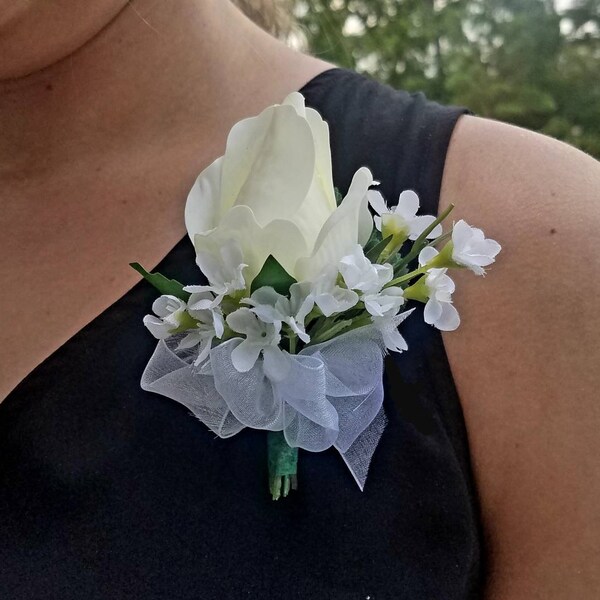 White Rose Corsage - Etsy