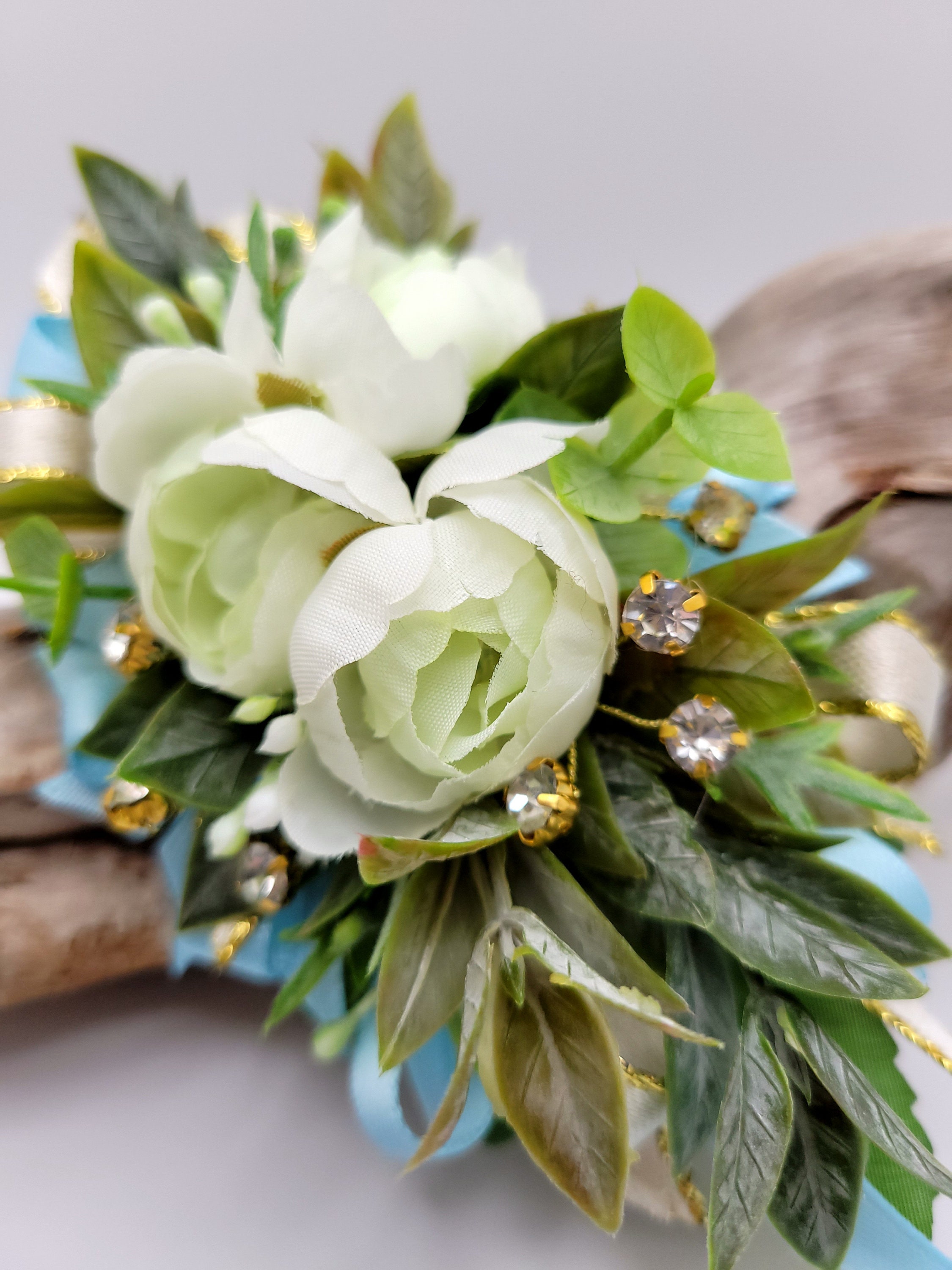 Light Blue Corsage Boutonniere Set Baby Blue Corsage Bout - Etsy