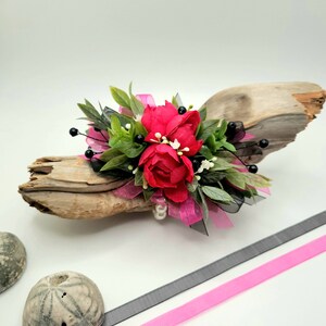 Pink and Black Corsage and Boutonniere Set for Prom. Wristlet Corsage ...