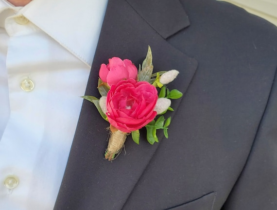 Hot Pink Ranunculus Boutonniere