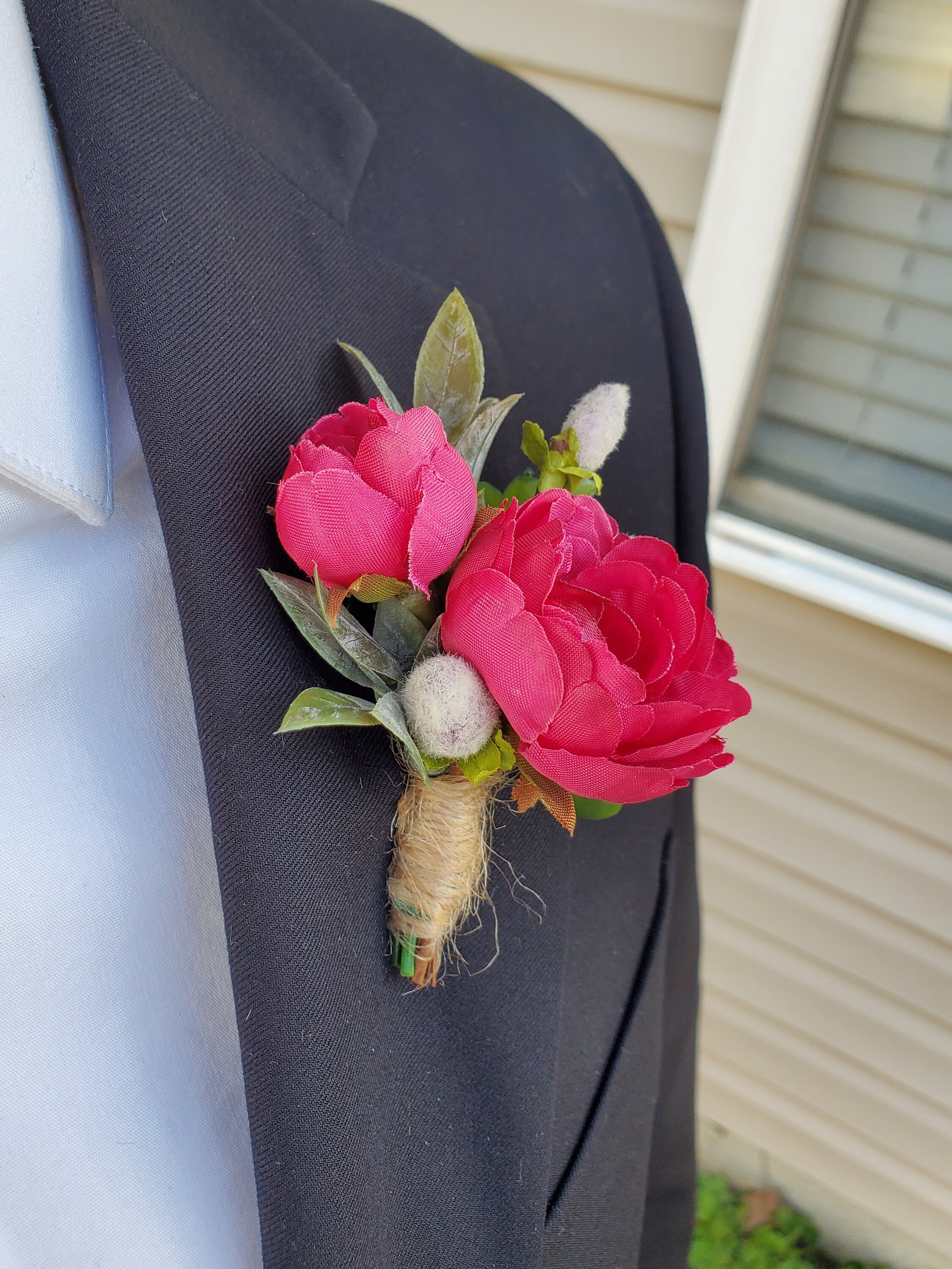 Hot Pink Ranunculus Boutonniere