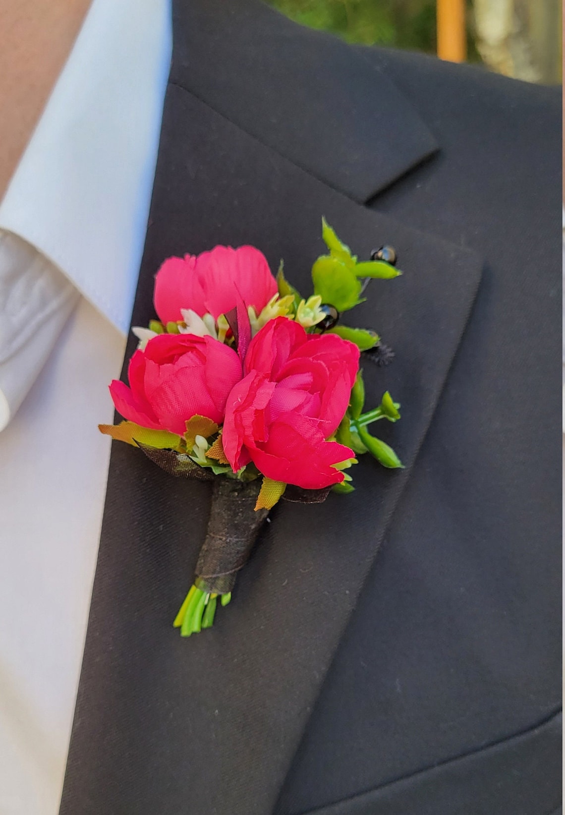 Pink and Black Corsage and Boutonniere Set for Prom. Wristlet - Etsy