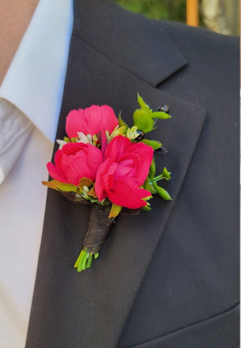 Pink and Black Corsage and Boutonniere Set for Prom. Wristlet - Etsy