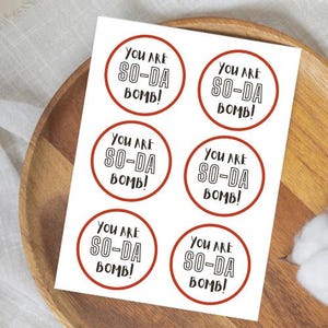 Teacher Appreciation Tags You're Soda the Bomb Gift Label School Staff ...