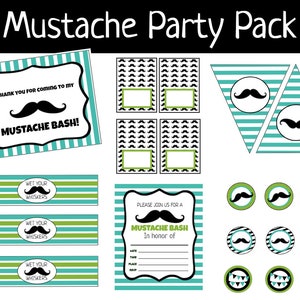 Mustache Party Pack, Mustache Party Printables, Boys Birthday, Instant ...