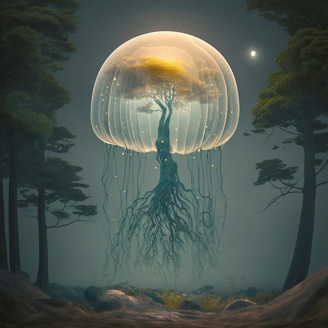 Jellyfish Lifting up a Tree - Etsy