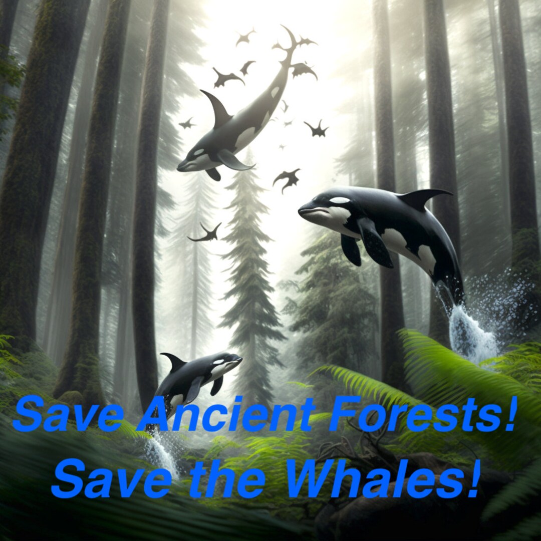 Orca Whales Floating in a Forest - Etsy